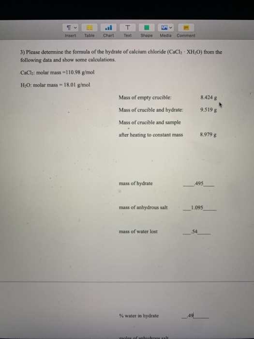 Solved Insert Table Chart Text Shape Media Comment 3) Please | Chegg.com