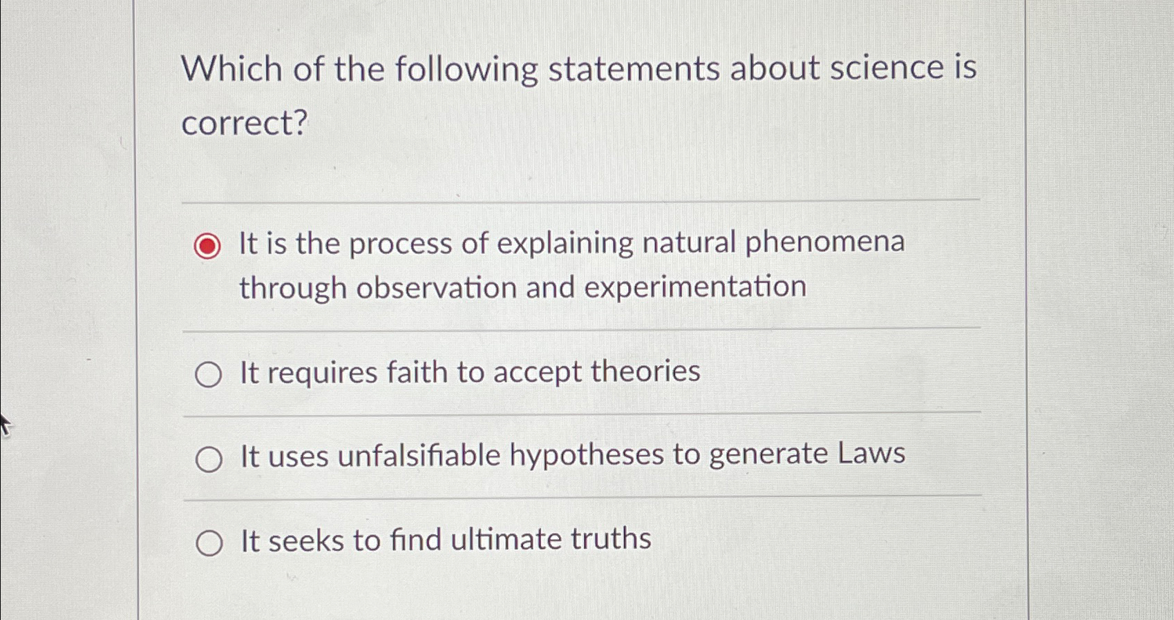 Solved Which of the following statements about science is | Chegg.com