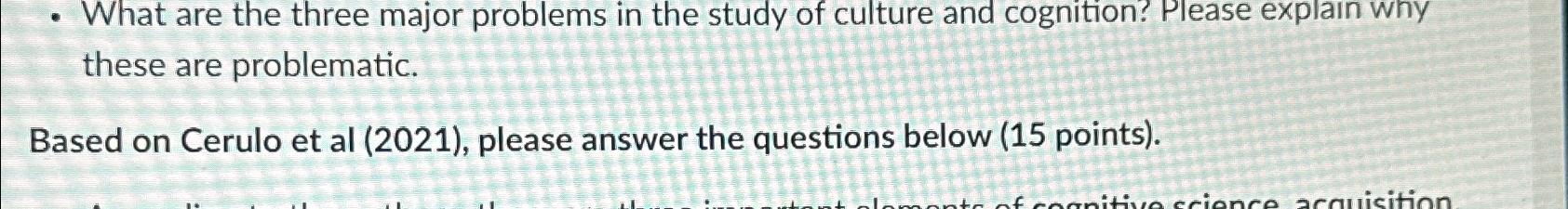 Solved What are the three major problems in the study of | Chegg.com