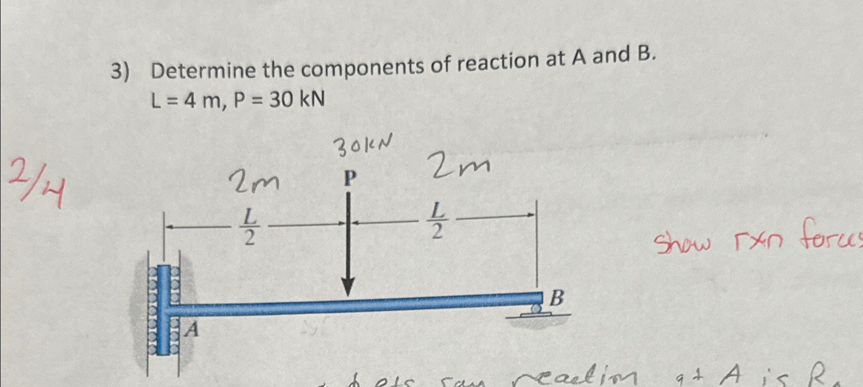 Solved Determine the components of reaction at A and | Chegg.com