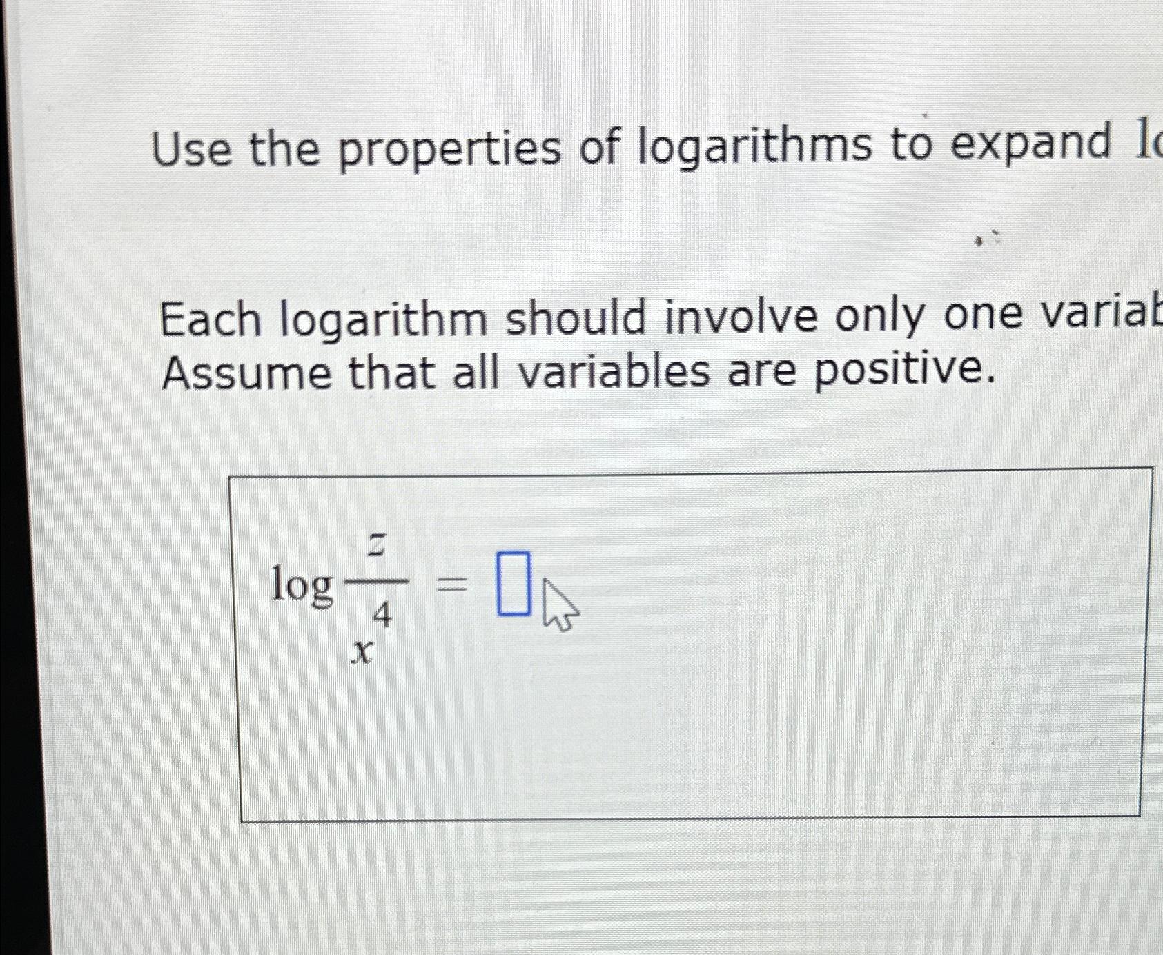 Solved Use the properties of logarithms to expandEach | Chegg.com
