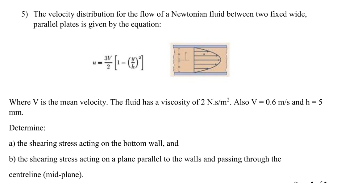 Solved The velocity distribution for the flow of a Newtonian | Chegg.com