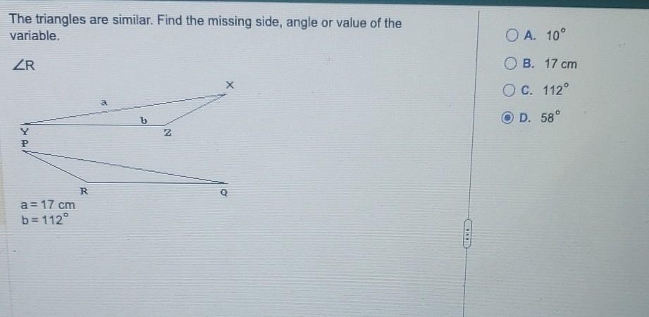 Solved The triangles are similar. Find the missing side, | Chegg.com