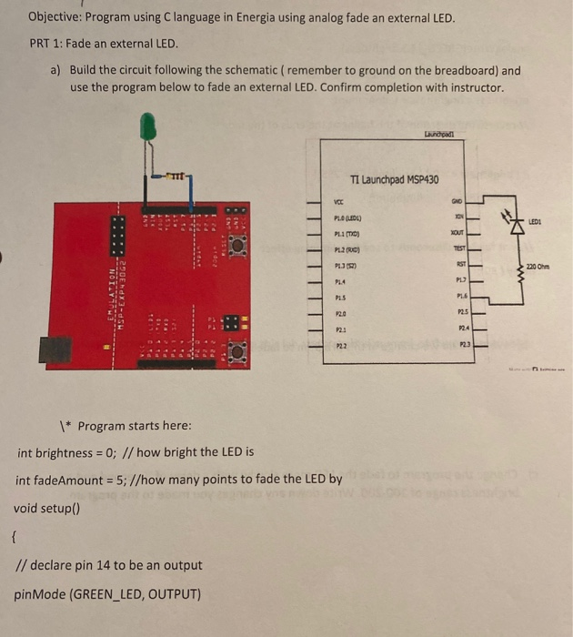 Objective Program Using Clanguage In Energia Using