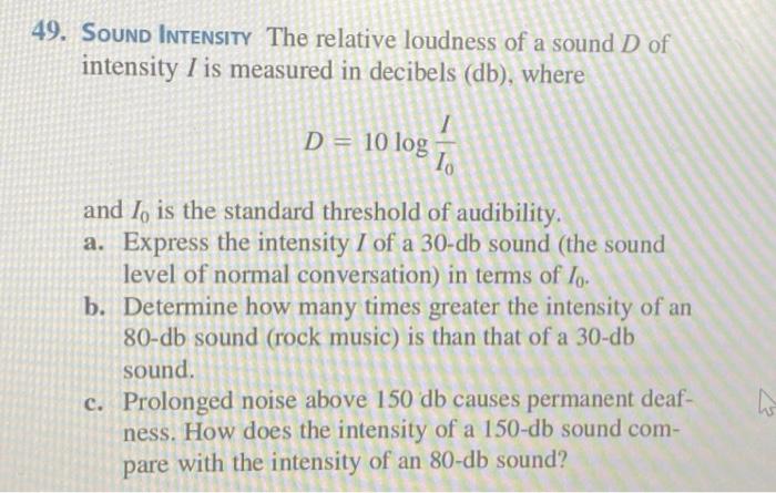 Solved 19. Sound InTENSITY The relative loudness of a sound | Chegg.com