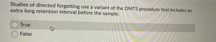 Solved Directed forgetting is used to study the importance | Chegg.com