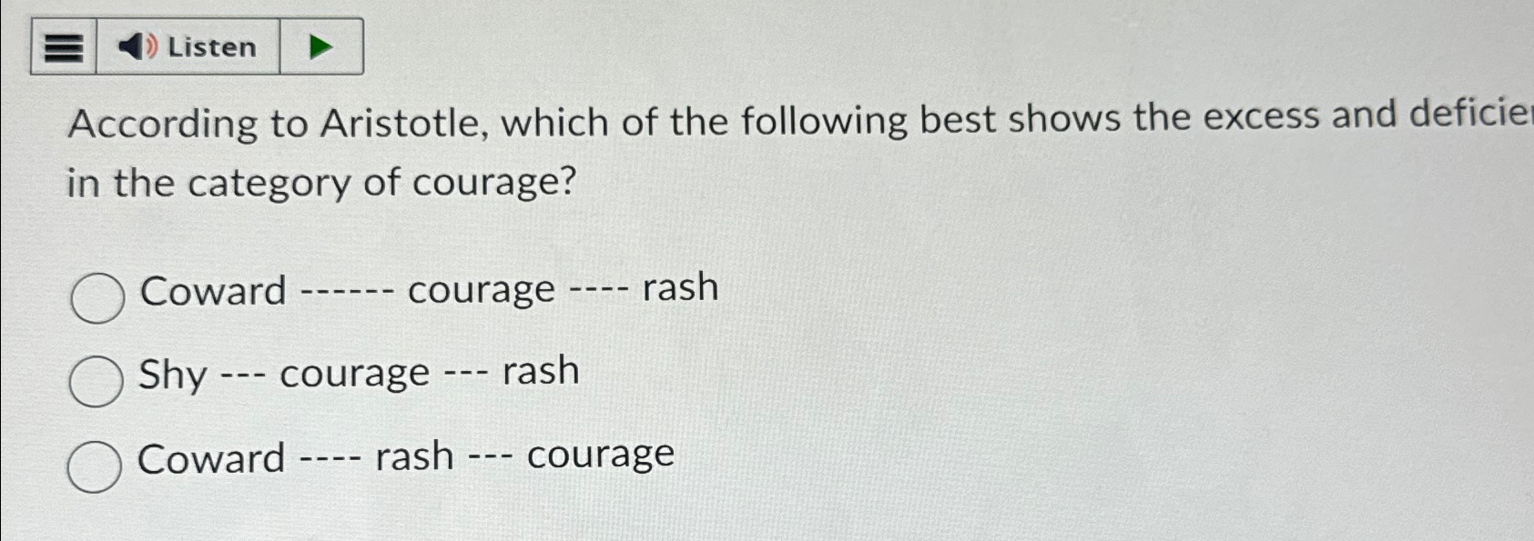 Solved ListenAccording to Aristotle, which of the following | Chegg.com
