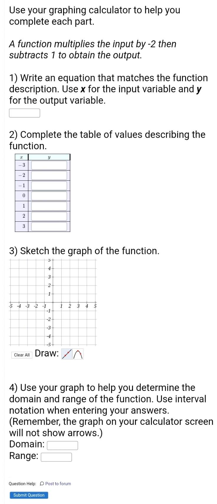 Solved Use your graphing calculator to help you complete | Chegg.com