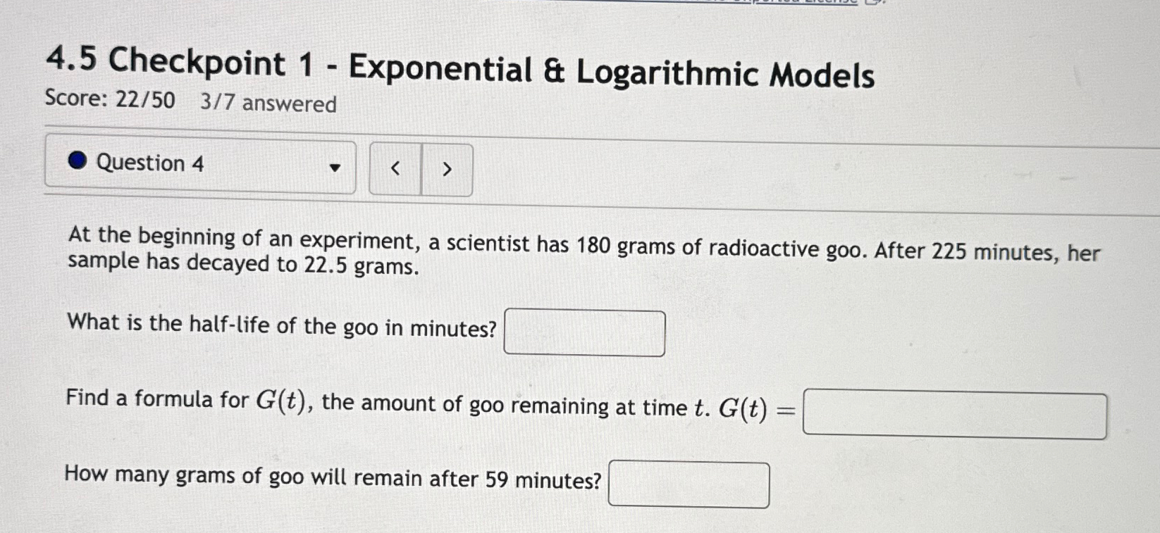 Solved 4.5 ﻿Checkpoint 1 - ﻿Exponential & Logarithmic | Chegg.com