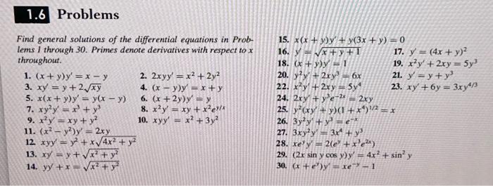Solved Find general solutions of the differential equations | Chegg.com