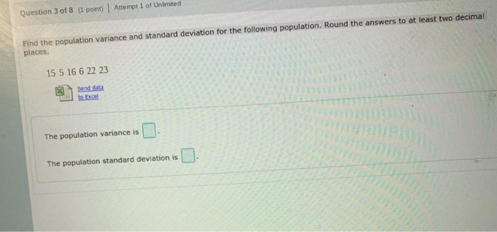 Solved Find the population variance and standard deviation | Chegg.com