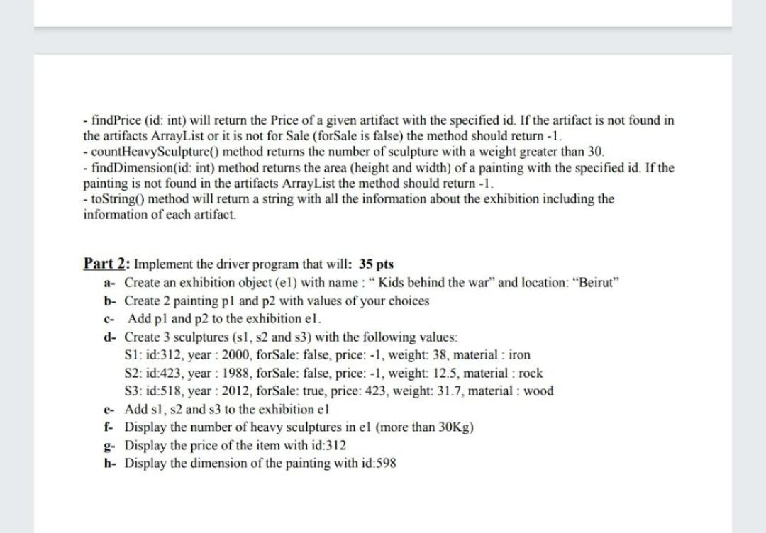 Solved Given the following UML diagram: Part 1: Implement | Chegg.com