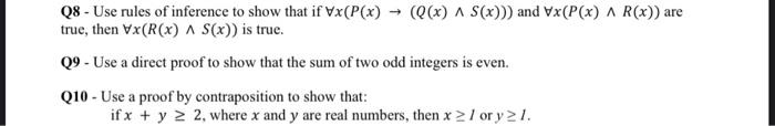 Solved - Q8 - Use rules of inference to show that if Vx(P(x) | Chegg.com