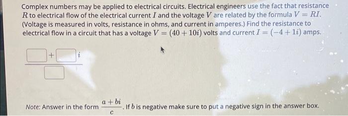 Solved Complex numbers may be applied to electrical | Chegg.com