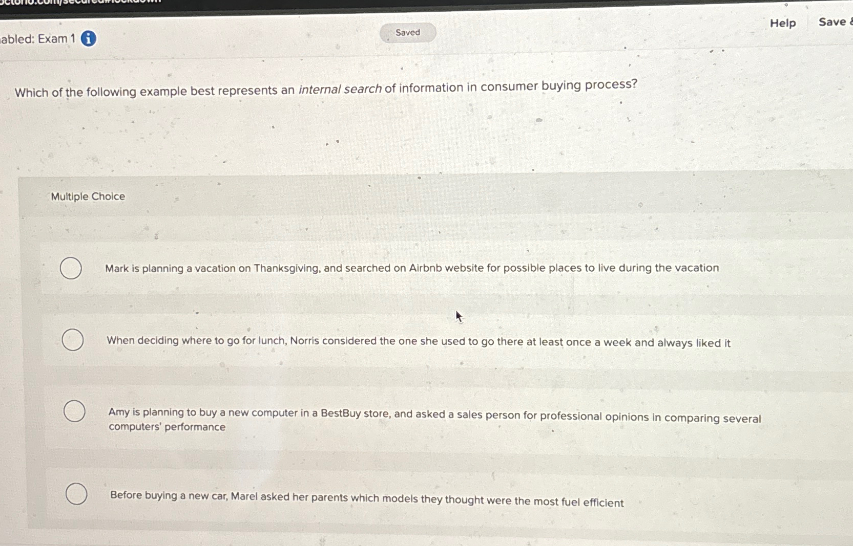 Solved HelpSaveabled: Exam 1 (iWhich of the following | Chegg.com