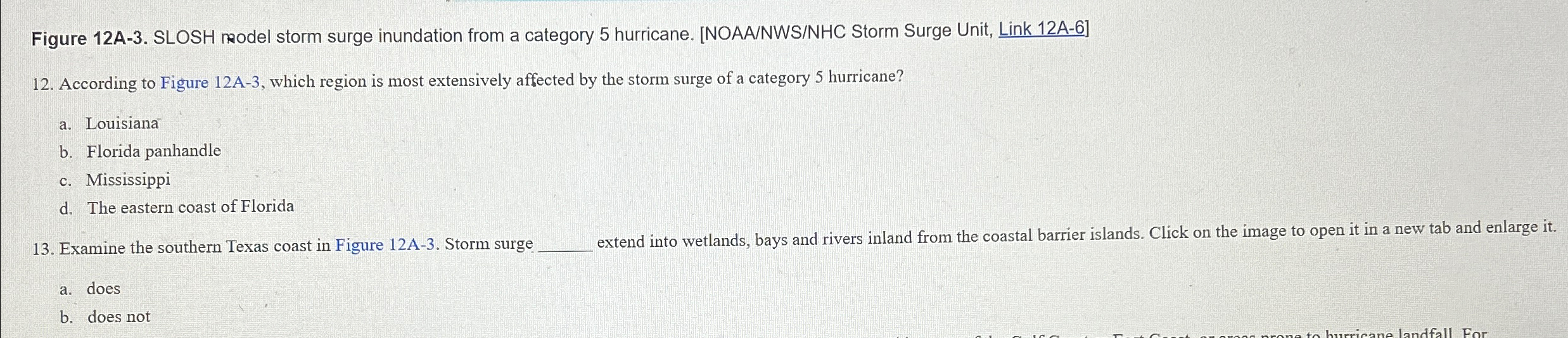 Solved Figure 12A-3. ﻿SLOSH raodel storm surge inundation | Chegg.com