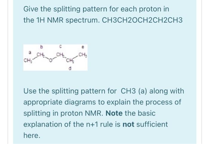 Solved Give the splitting pattern for each proton in the 1H | Chegg.com