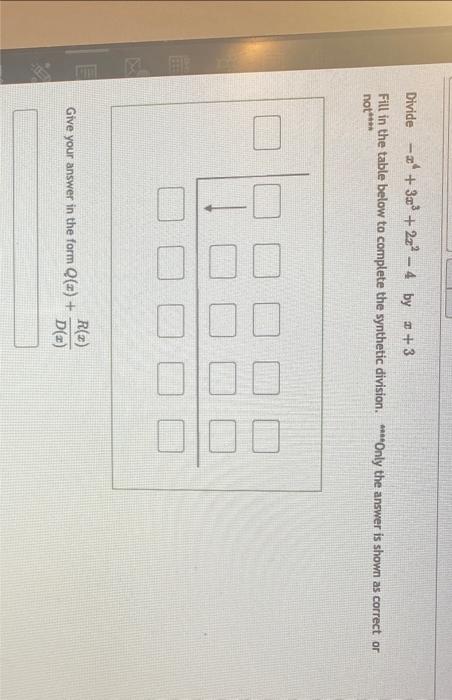Solved Divide −x4+3x3+2x2−4 by x+3 Fill in the table below | Chegg.com