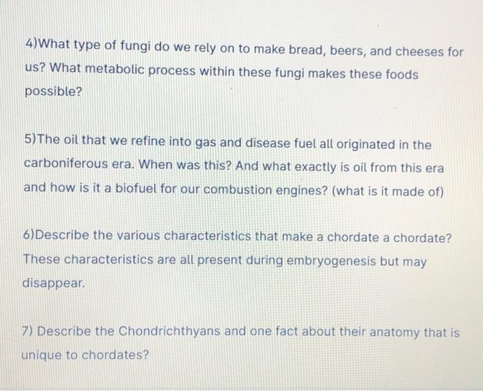 Solved 4)What type of fungi do we rely on to make bread, | Chegg.com