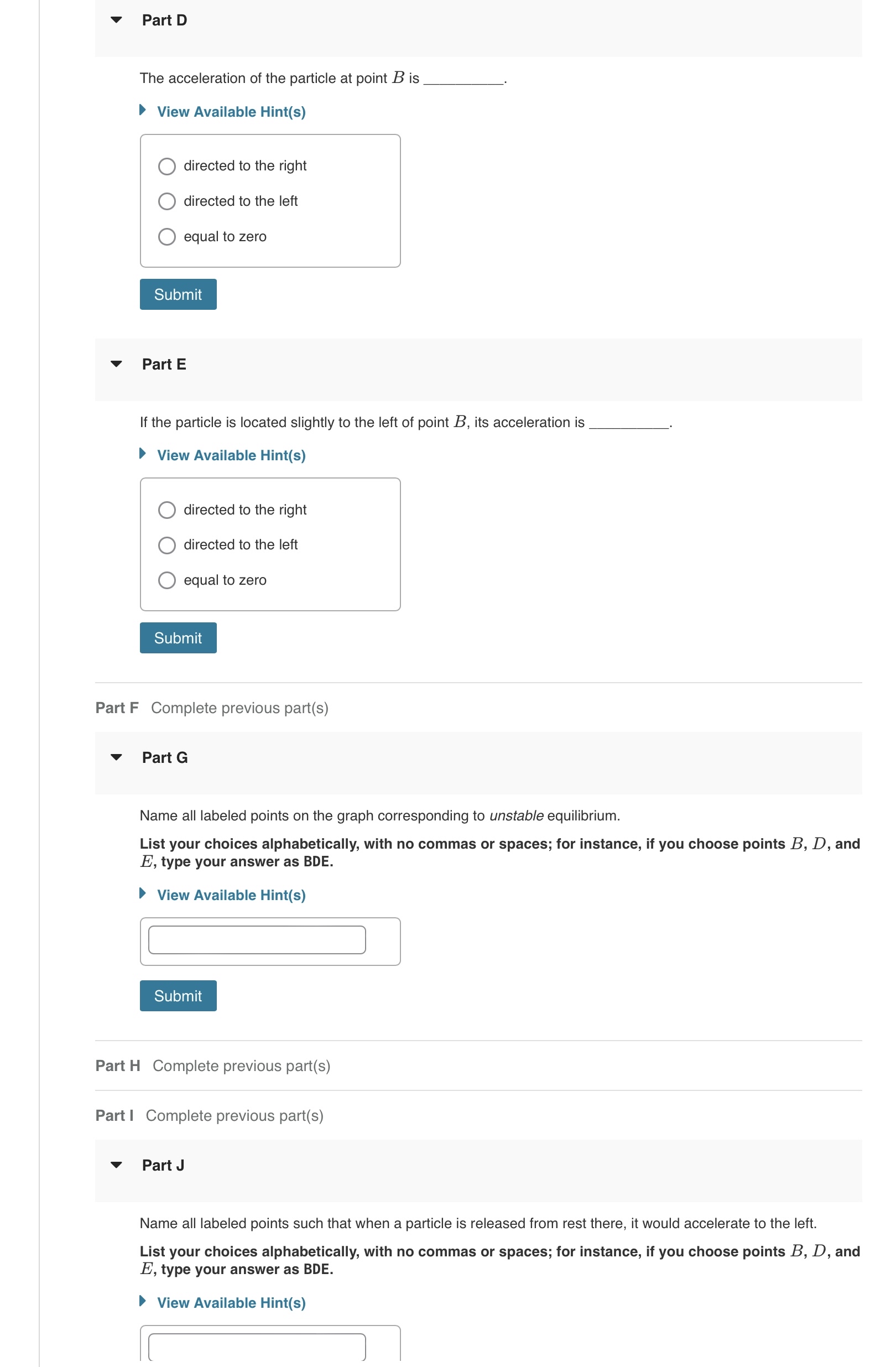 Part DThe acceleration of the particle at point B | Chegg.com