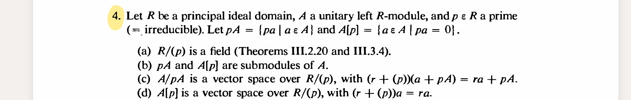 Solved Let R ﻿be a principal ideal domain, A ﻿a unitary left | Chegg.com