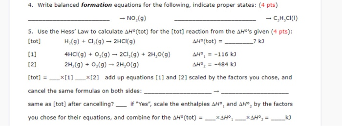 Solved _? kJ 4. Write balanced formation equations for the | Chegg.com
