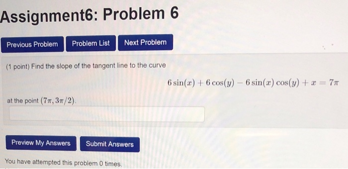 Solved Assignment6 Problem 6 Previous Problem Problem List 5731