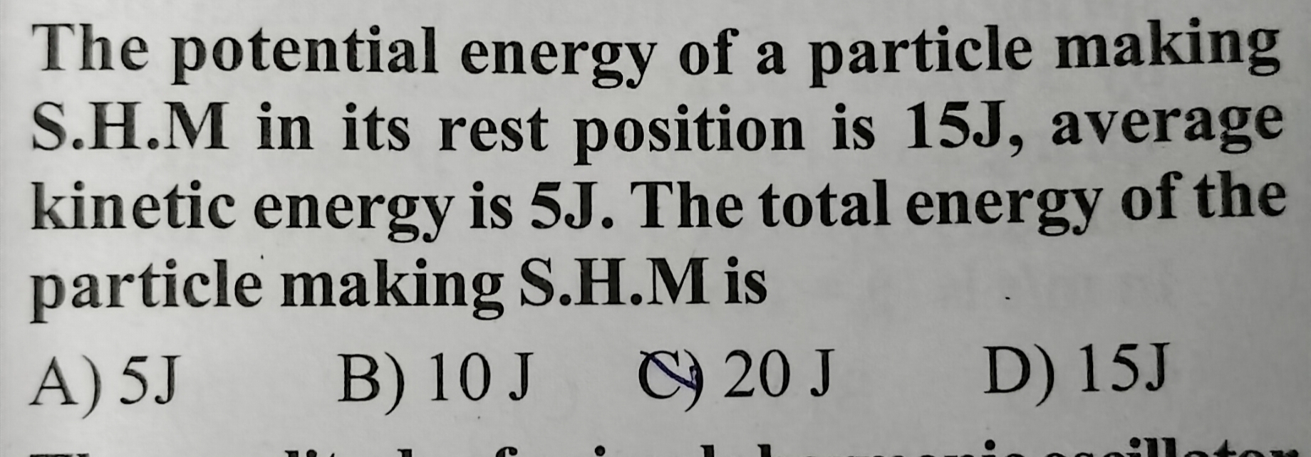 Solved The potential energy of a particle making S.H.M in | Chegg.com