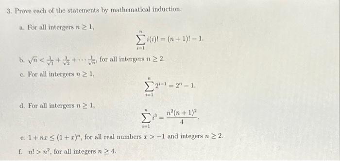 Solved 3. Prove each of the statements by mathematical | Chegg.com