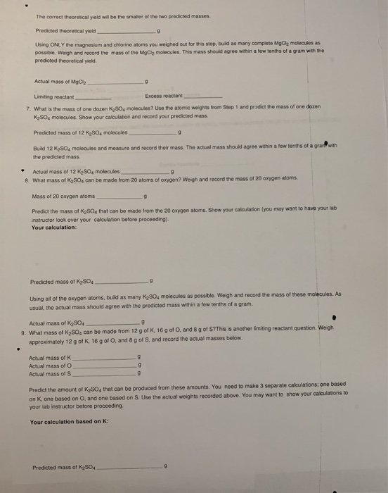 Solved Lab 13 - Limiting Reagent and Theoretical Yield | Chegg.com