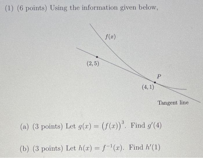 Solved (1) ( 6 points) Using the information given below, | Chegg.com Solved (1) ( 6 points) Using the information given below, | Chegg.com