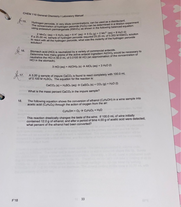 Solved CHEM 110 General Chemistry Laboratory Manus 15. | Chegg.com