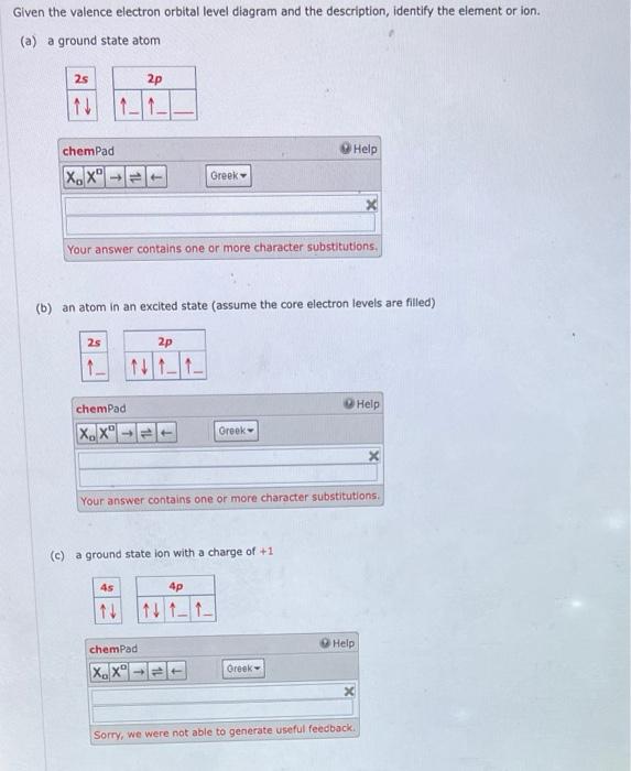 Solved Given the valence electron orbital level diagram | Chegg.com