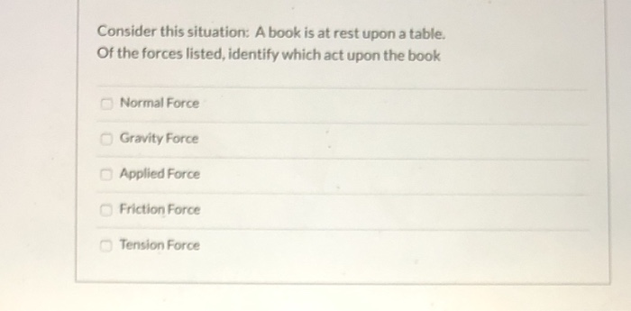 Solved Consider this situation: A book is at rest upon a | Chegg.com