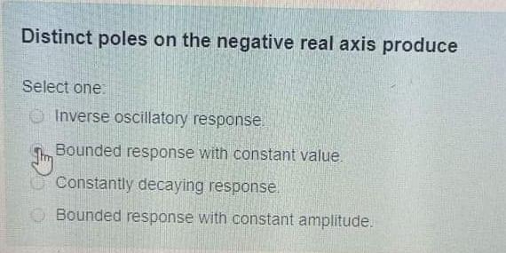 Solved Distinct poles on the negative real axis produce | Chegg.com