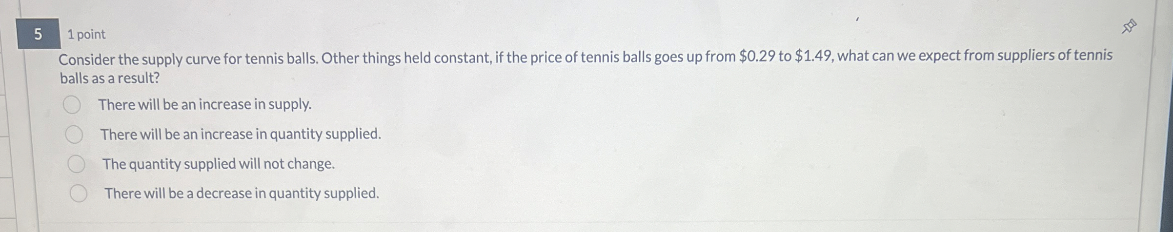 Solved 1 ﻿pointConsider the supply curve for tennis balls. | Chegg.com