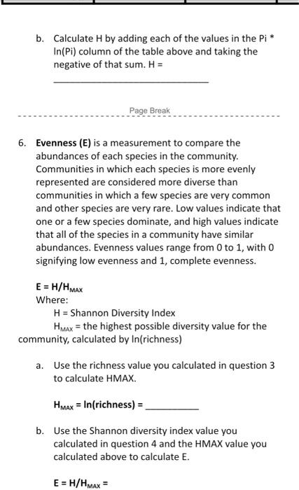 Solved PART 2: Introduction to Diversity Indices (Measuring | Chegg.com