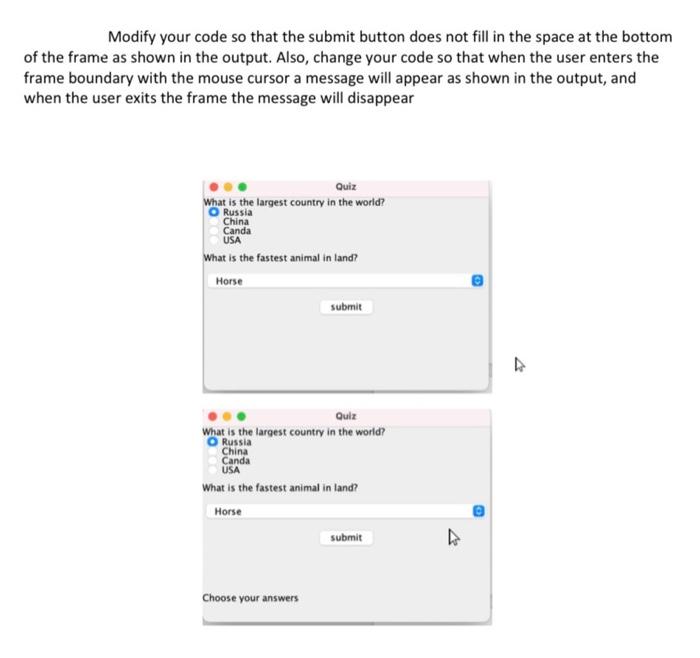 Solved Modify your code so that the submit button does not | Chegg.com