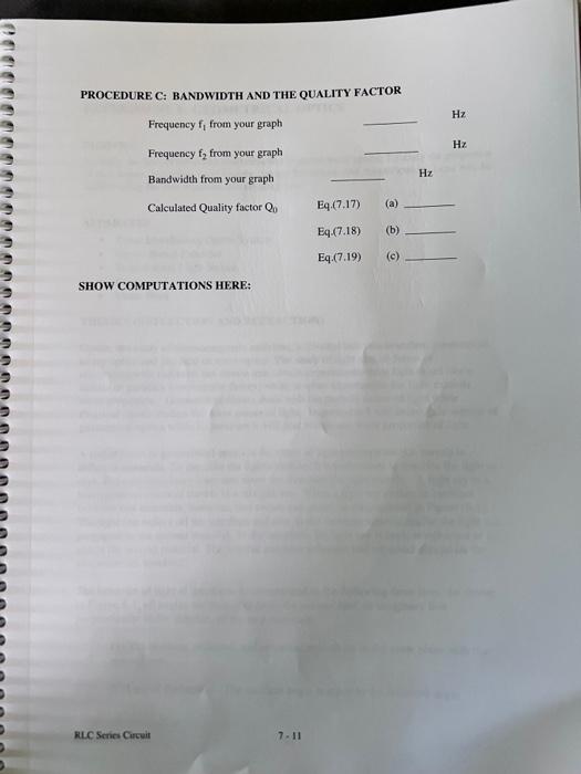 Solved EXPERIMENT 7. RLS SERIES CIRCUIT DATE: NAMI | Chegg.com