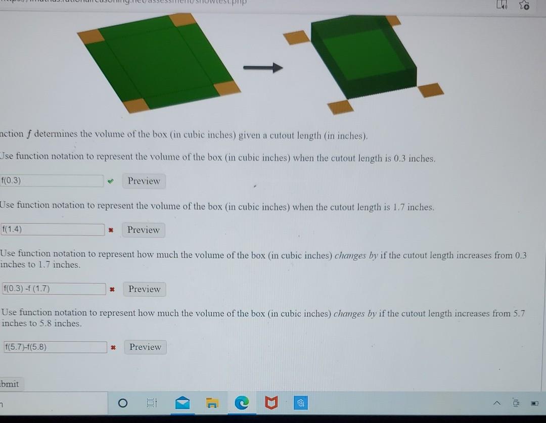Solved 9.SS JO nction f determines the volume of the box (in | Chegg.com
