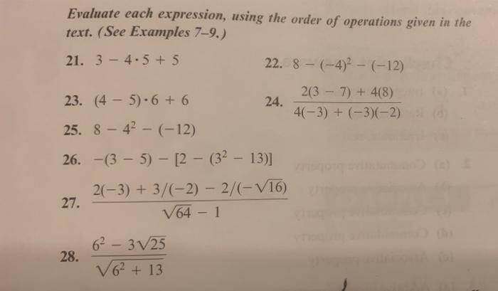 Solved Evaluate each expression, using the order of | Chegg.com