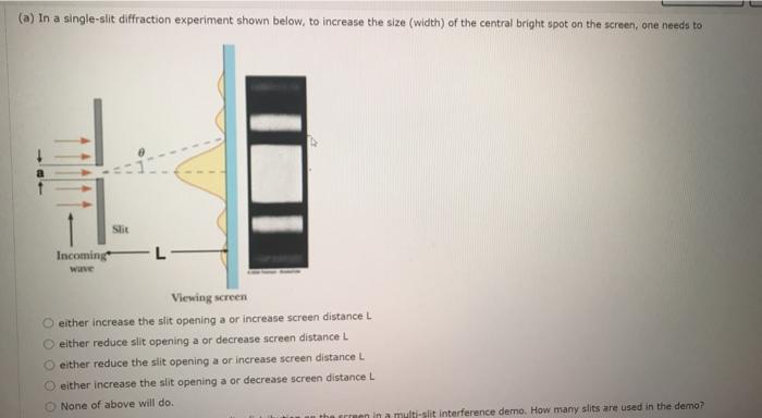 Solved (a) In a single-slit diffraction experiment shown | Chegg.com