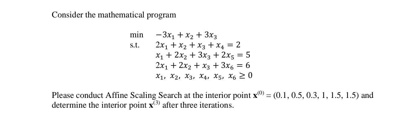 Solved Consider the mathematical program min s.t. | Chegg.com