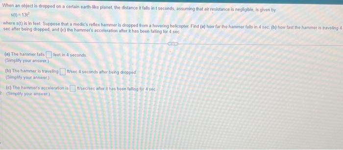 Solved When an object is dropped on a certain earth-like | Chegg.com