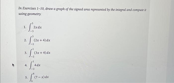 Solved In Exercises 1-10, draw a graph of the signed area | Chegg.com