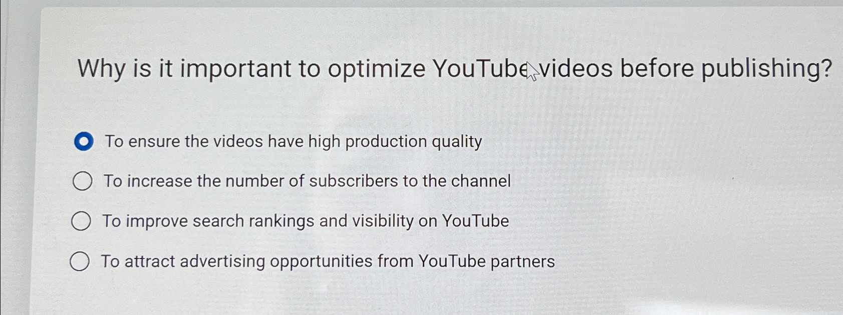 Solved Why is it important to optimize YouTubevideos before | Chegg.com