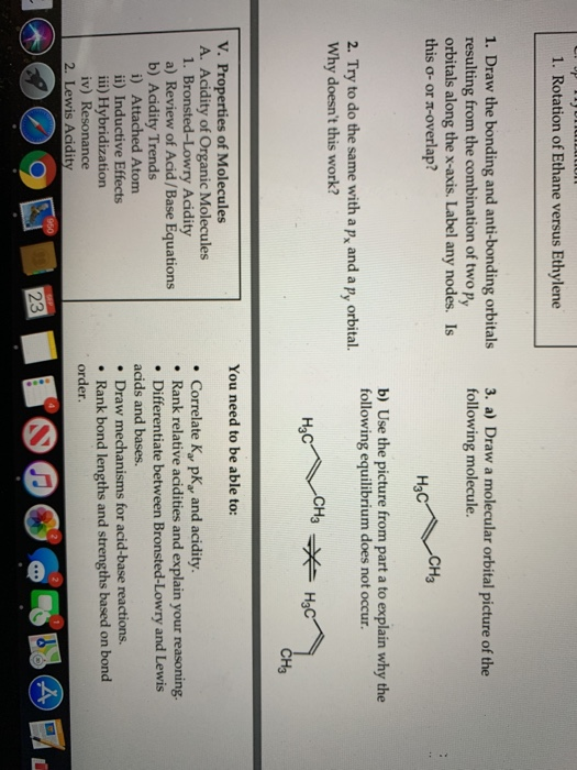 Solved 1. Rotation of Ethane versus Ethylene 3. a) Draw a | Chegg.com