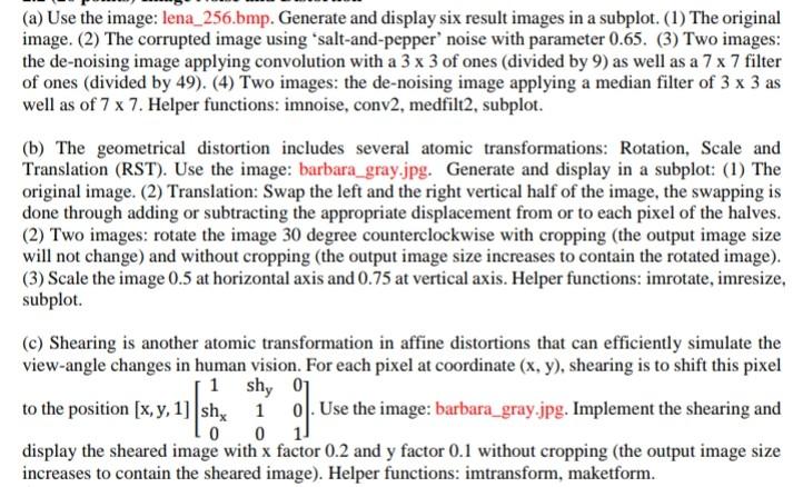 Solved (a) Use the image: lena_256.bmp. Generate and display | Chegg.com