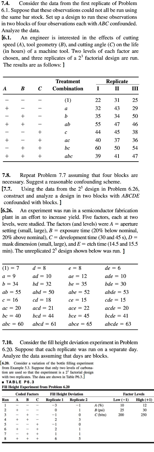 Solved 7.4. ﻿Consider the data from the first replicate of | Chegg.com