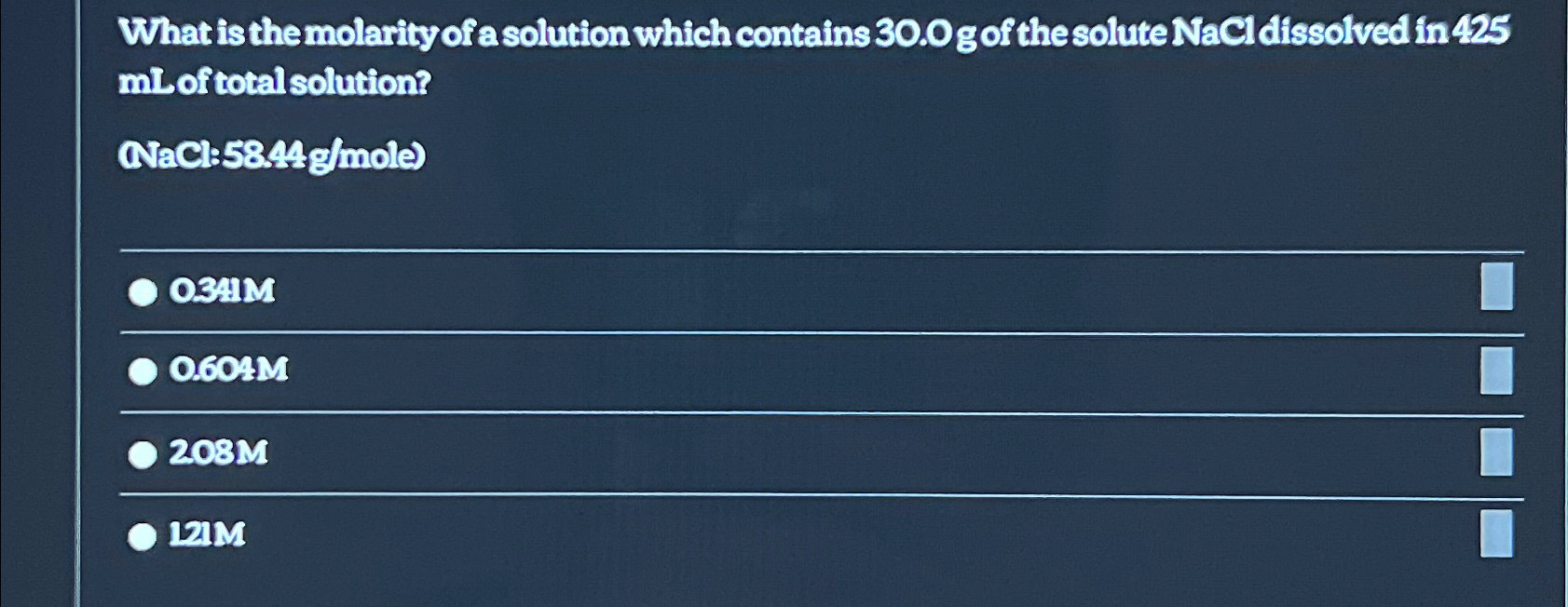 Solved What is the molarity of a solution which contains | Chegg.com